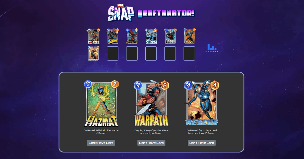 Marvel Snap! Draftanator - Draft Marvel Snap Decks - Sealed and Arena Formats